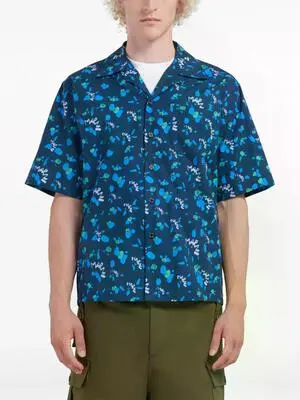 Marni Graphic-print Cotton Shirt - Blue