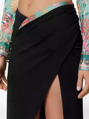 Versace Underwater Barocco Draped Midi Skirt