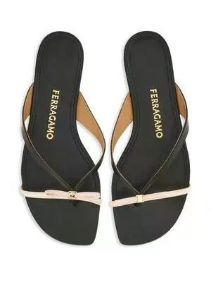 FERRAGAMO Bow-detail Flip Flops - Black