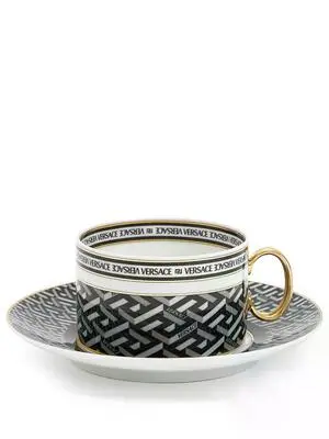 Versace X Rosenthal La Greca Signature Tea Cup And Saucer - Black