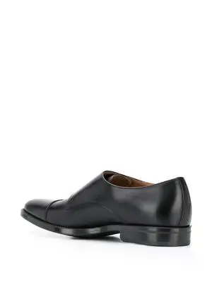 SCAROSSO Leather Monk Strap Shoes - Black