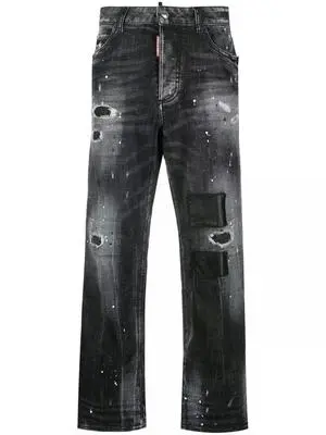 Dsquared2 High-rise Distressed Wide-leg Jeans