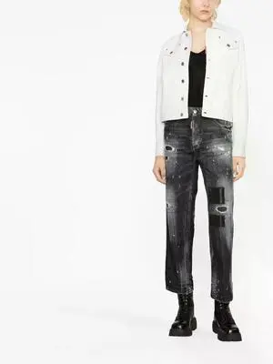 Dsquared2 High-rise Distressed Wide-leg Jeans