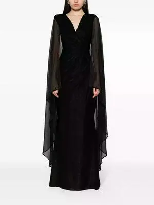 Talbot Runhof Metallic V-neck Gown