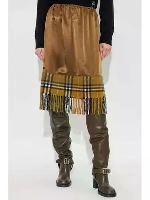 Burberry Satin Check Scarf Skirt