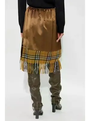 Burberry Satin Check Scarf Skirt