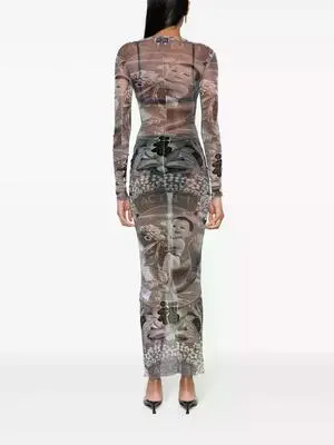 ACT Nº1 Graphic-print Semi-sheer Dress