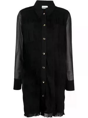 GANNI Georgette Straight-point Collar Dress