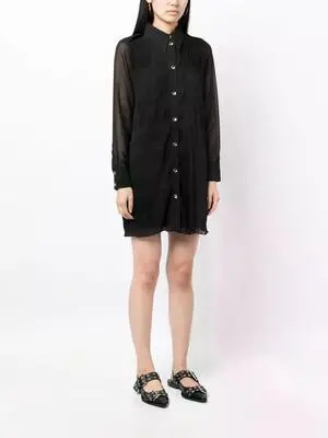 GANNI Georgette Straight-point Collar Dress