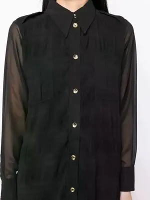 GANNI Georgette Straight-point Collar Dress