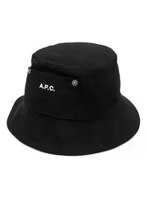A.p.c. Logo-embroidered Cotton Bucket Hat - Black