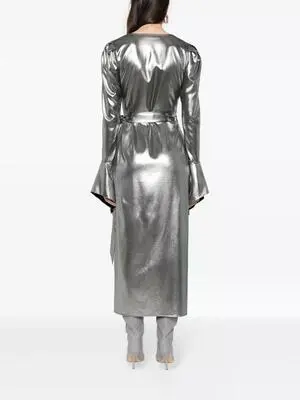 ROTATE BY BIRGER CHRISTENSEN Lamé Wrap Midi Dress