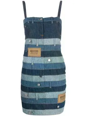 Moschino Patchwork Denim Minidress - Blue