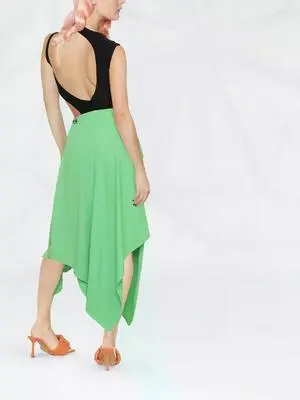 A.W.A.K.E. Mode Pleated Asymmetric Midi Skirt