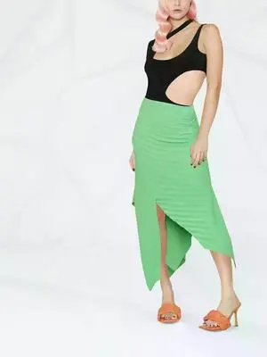 A.W.A.K.E. Mode Pleated Asymmetric Midi Skirt
