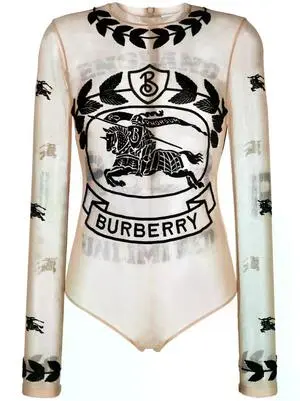 Burberry Embroidered Stretch Tulle Bodysuit