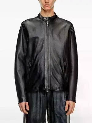 DIESEL® Leather Logo Patch Jacket