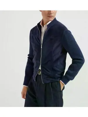 Brunello Cucinelli Suede Bomber Jacket