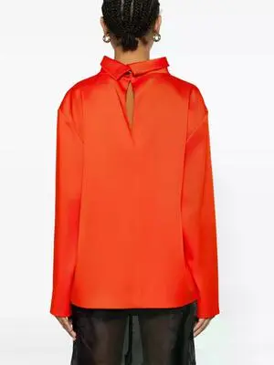 Carven Satin High Neck Blouse