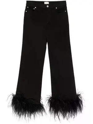 Alice + Olivia Feather-trim Jeans