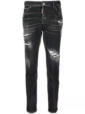 Dsquared2 Distressed Cropped Skinny Jeans - Black