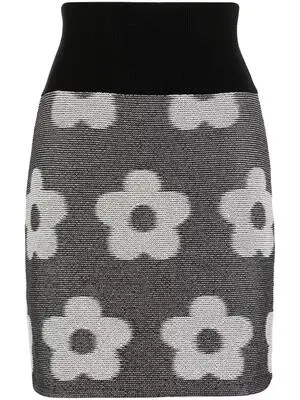 Kenzo Jacquard Flower-motif Knit Skirt