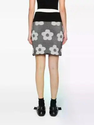 Kenzo Jacquard Flower-motif Knit Skirt