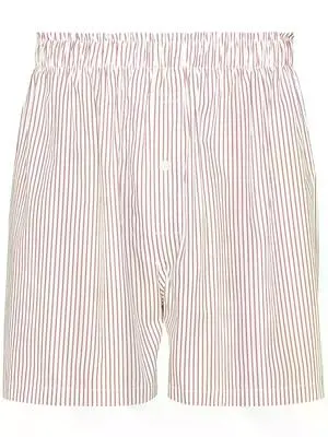 MAISON MARGIELA Striped Cotton Shorts - Red