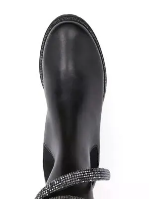 Rene Caovilla Snake-embellished Leather Ankle Boots - Black