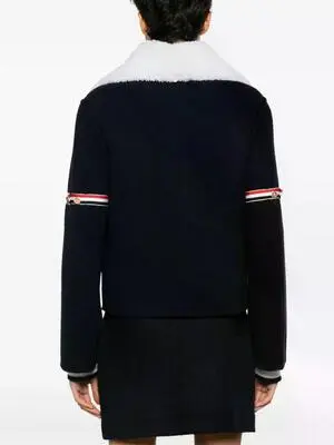 Thom Browne Rwb-striped Shearling-collar Jacket