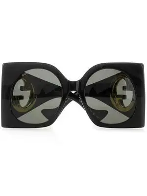 Gucci Logo-plaque Square-frame Sunglasses - Black