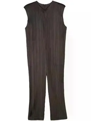 Issey Miyake Sleeveless Plissé Jumpsuit - Grey