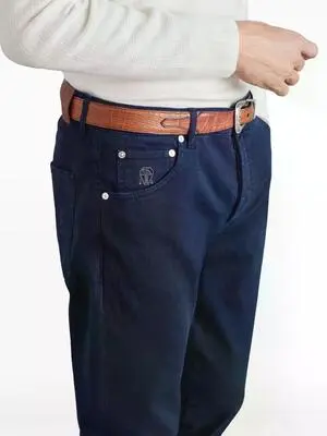 Brunello Cucinelli Logo-embroidered Straight-leg Jeans - Blue