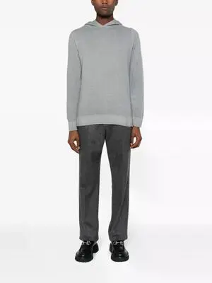DELL'OGLIO Wool-cashmere Blend Knitted Hoodie - Grey