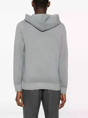 DELL'OGLIO Wool-cashmere Blend Knitted Hoodie - Grey