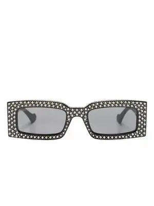 Gucci Embellished Rectangle-frame Sunglasses - Black