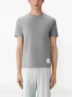 Thom Browne 4-bar Stripe Cotton T-shirt - Grey