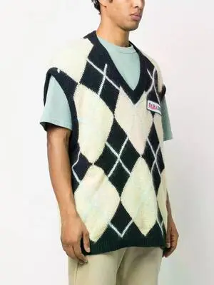 Palm Angels Logo-patch Argyle Knitted Vest
