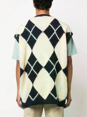 Palm Angels Logo-patch Argyle Knitted Vest