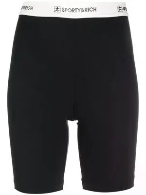 SPORTY & RICH Logo-waistband Shorts - Black