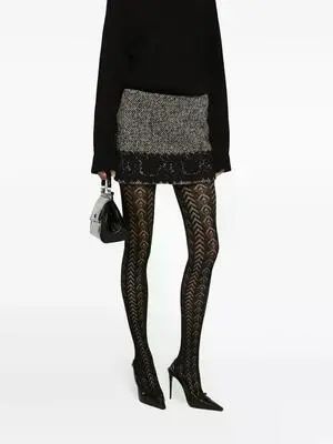Dolce & Gabbana Wool Blend Herringbone Lace Overlay A-line Skirt
