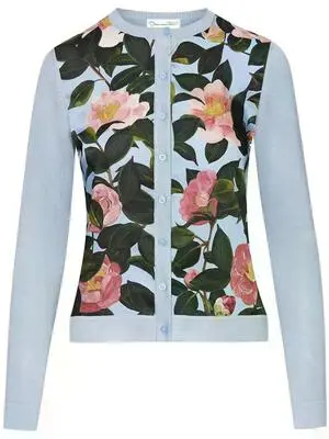 Oscar De La Renta Camellia Button-up Cardigan - Blue