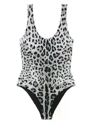 Dolce & Gabbana Leopard-print Swimsuit - Grey