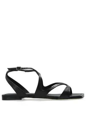 JIMMY CHOO Ayla Nappa Leather Flat Sandals
