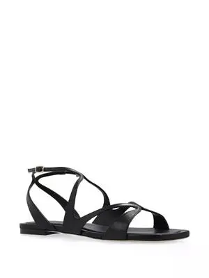 JIMMY CHOO Ayla Nappa Leather Flat Sandals