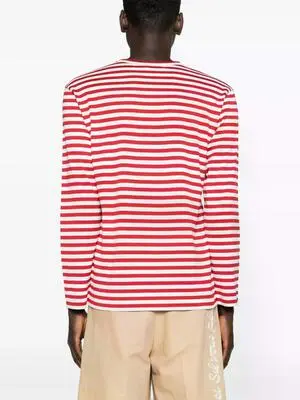 Play Comme Des Garcon Heart-patch Striped T-shirt - Red