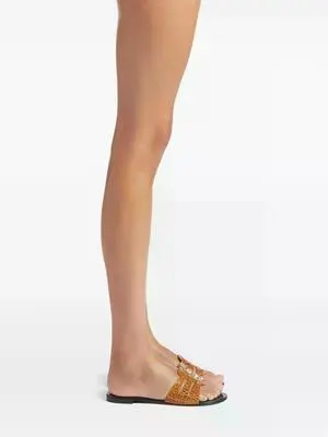GIUSEPPE ZANOTTI Adheline Croc Effect Slides - Brown