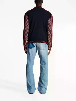Balmain Monogram-print Checked Wool Cardigan