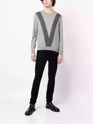 PORTS V Intarsia-knit Logo Crew-neck Jumper