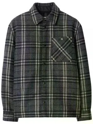 Burberry Checked Wool Shirt - Black